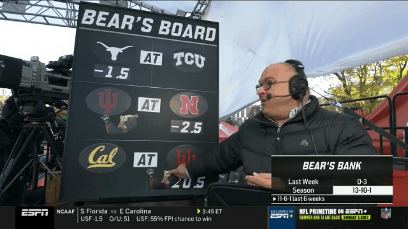 Chris Fallica Bear's Bank Week 9 2019 Picks On ESPN College Gameday # ...