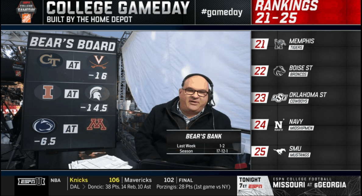 Chris Fallica Bear's Bank Week 11 2019 Picks On ESPN College Gameday # ...