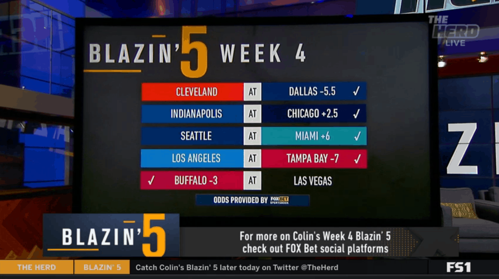 Colin Cowherd Blazing Five NFL 2020 Week 4 Picks On Fox Sports ...