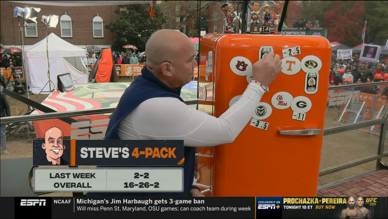 Stanford Steve ‘4-Pack’ Picks on ESPN Gameday Week 11 – EvenYourOdds