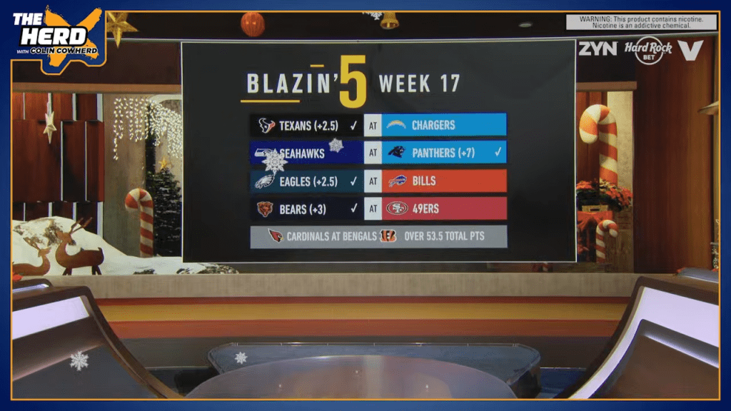 Colin Cowherd’s Blazin’ 5 Picks: NFL Week 17 in 2025 – EvenYourOdds